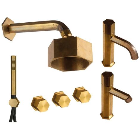 Set miscelatori lavabo e bidet monoforo con kit doccia completo modello ...