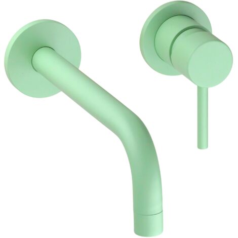 Miscelatore per lavabo a parete modello tondo in colore verde chiaro ...