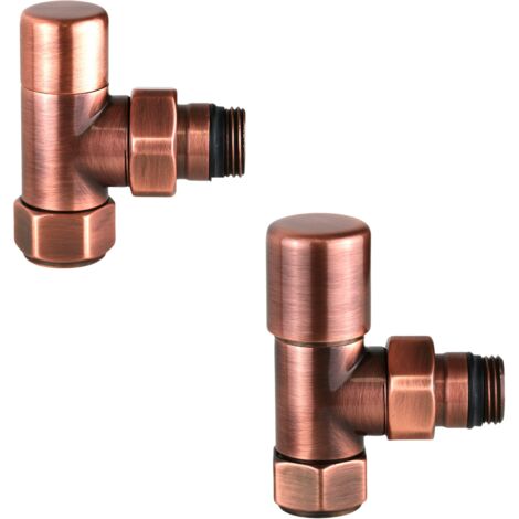 Set valvola e detentore per termoarredo in colore rame connessione 1/2 ...