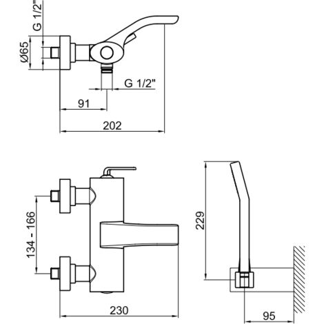 Miscelatore vasca esterno con set doccia Webert Wolo WO850101 | Cromo