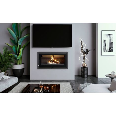 FM Insert de cheminée sur pieds IZ-180 FKT 11kW foyer en fonte et turbo ...