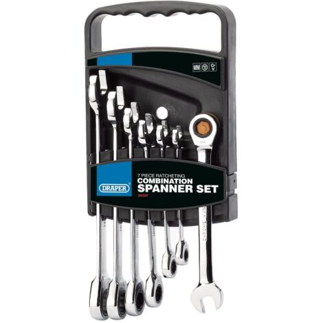 Draper 7 Piece HI-TORQ® Metric Ratcheting Combination Spanner Set 8 - 19mm 25397