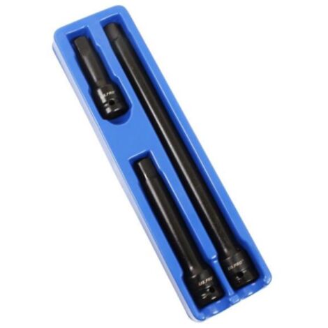 US PRO 3PC 1/2" DR Impact Extension Bar Set 75, 125, 250mm 2086