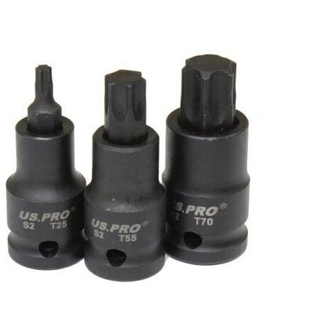 US PRO Tools 10PC 1/2 DR Torx Impact Star Bit Socket Set T20 - T70 3592