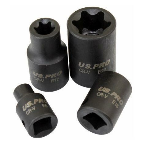 US PRO Tools 17pc 3/8 & 1/2 dr Impact E-Torx Socket Set E5 to E24 3420