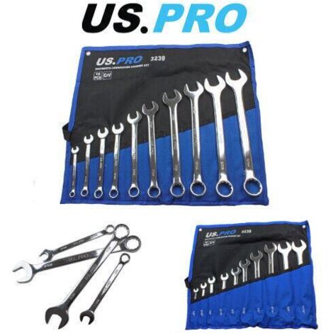 US PRO Tools 10PC Whitworth Combination Spanner Set 1/8 - 11/16 3239