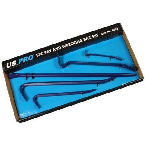 US PRO Tools 5pc Pry, Wrecking, Crow, Jemmy Bar Set, Flat, Aligning Set ...