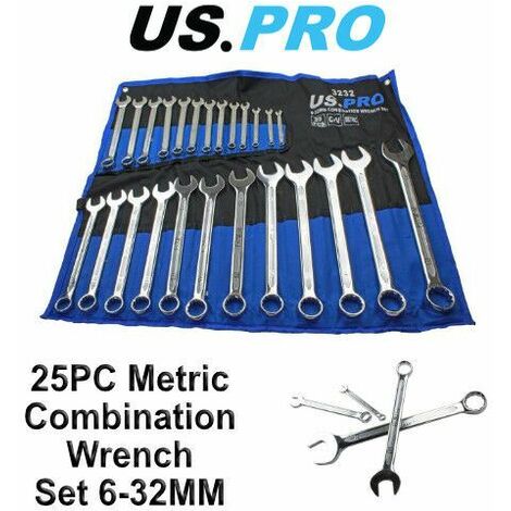US PRO 25pc Metric Combination Spanner Wrench Set 6 - 32mm 3232