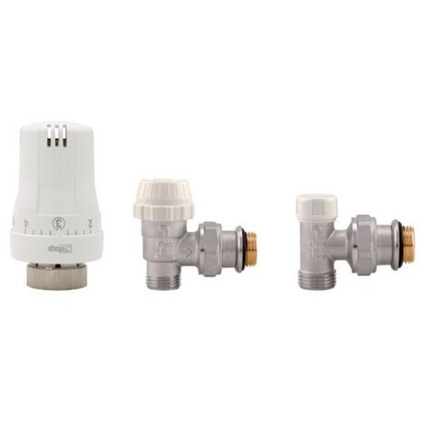 Kit valvole termostatiche ad angolo per radiatori da 3/8 TIEMME