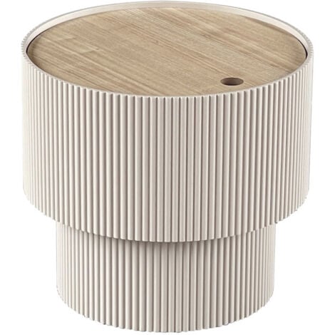 Table d'appoint avec rangement en bois ø38,5cm - Beige - SAND I