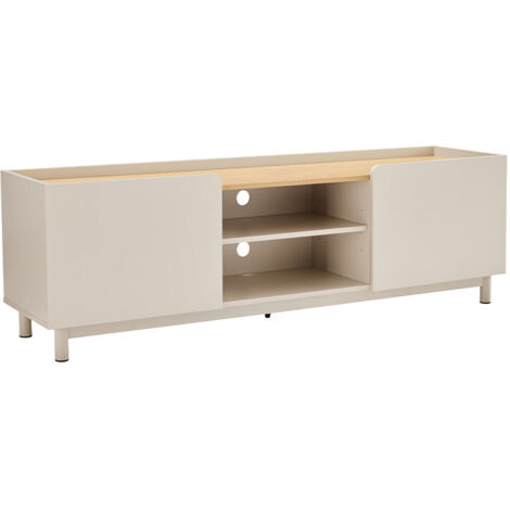 Meuble TV 2 portes en bois et métal L160cm - Beige - Stanley