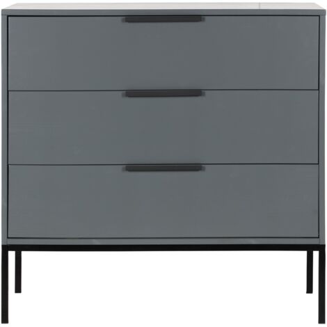 Commode 3 tiroirs en bois - Gris anthracite - ADAM