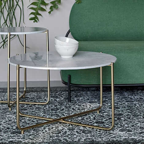 Table basse en marbre TIMPA blanc meuble de salon design rond ...