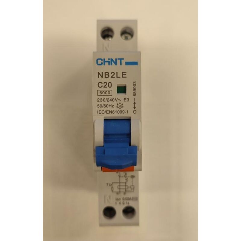 Chint nb2le/c20-1pn-6-ac30 -interruttore magnetotermico differenziale 1pn c20a 30ma 6ka 1m 689003
