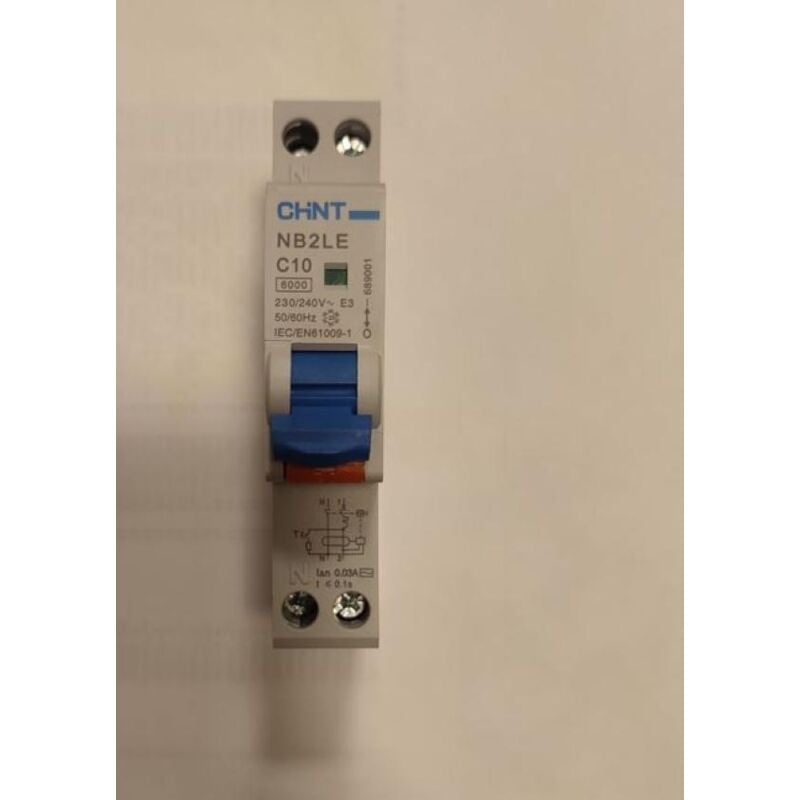Chint nb2le/c10-1pn-6-ac30 - interruttore magnetotermico differenziale 1p+n c10a 30ma 6ka 1m 689001