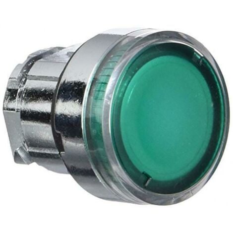 Schneider testa pulsante luminoso a ghiera testa con gemma liscia verde ...