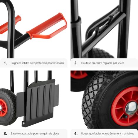 Diable pliable 100 kg - chariot de transport a main, remorque de jardin ...