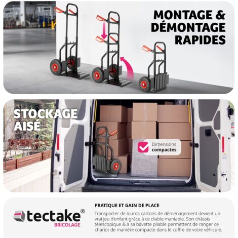 Diable pliable 100 kg - chariot de transport a main, remorque de jardin ...