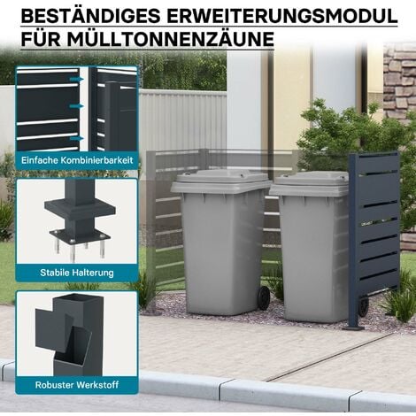 Wiltec Elemento modular antracita acero ocultar contenedores de basura ...
