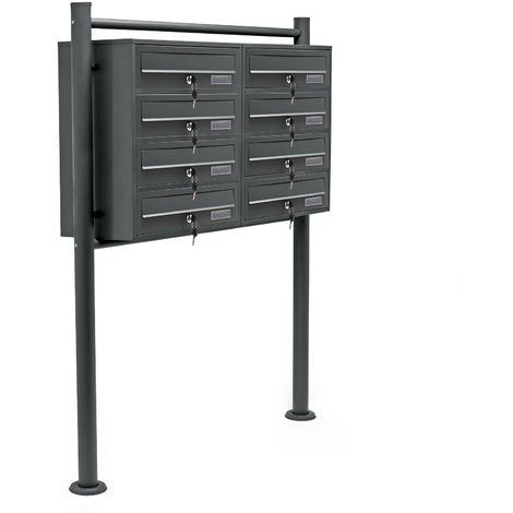 Wiltec Sistema de 8 buzones color antracita acero galvanizado ...