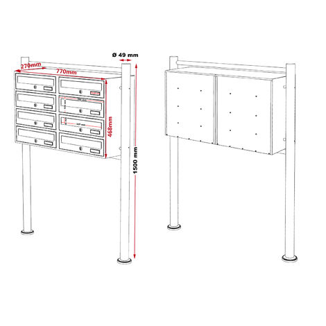 Wiltec Sistema de 8 buzones color antracita acero galvanizado ...