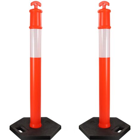 Wiltec Juego de 2 postes de señalización naranja y blanco 110 cm de ...