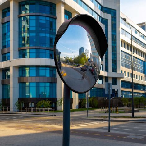 Wiltec Espejo de tráfico convexo 80 cm con cubierta protectora, color ...