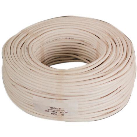CAVO ELETTRICO SEZ. 2X0,75 BIANCO H05VV-F - 100 MT