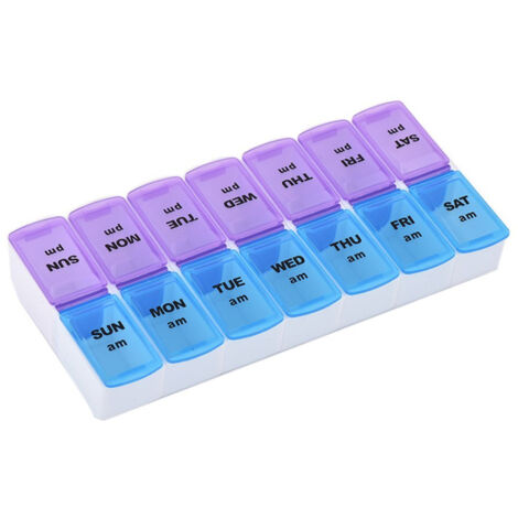 Pastillero de dos niveles con 14 compartimentos para clasificar ...