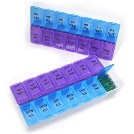 Pastillero de dos niveles con 14 compartimentos para clasificar ...