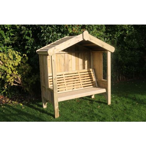 Cottage Arbour Fully Enclosed Wooden Garden Bench Sits 3