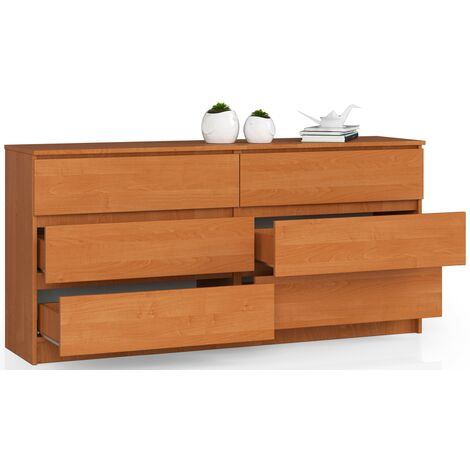 Kommode AKORD K160 Erle 160 cm 6 Schubladen B160 x H77 x T40 cm