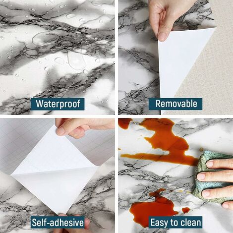 Marble Wallpaper, 40 x 300 Marble Self Adhesive Backed Wallpaper with ...