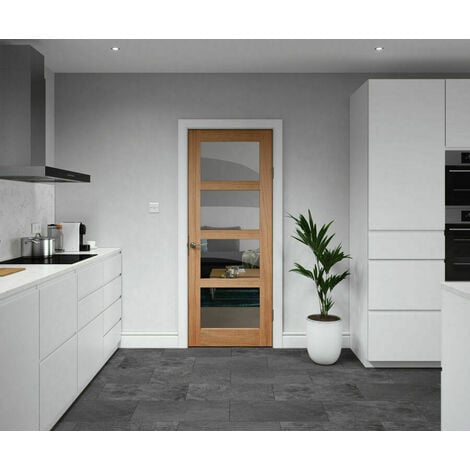 Shaker 4 Panel Oak Glazed Clr 1981 x 762mm