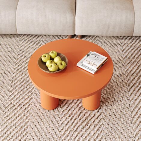 Table basse ronde - MDF + PVC - Orange
