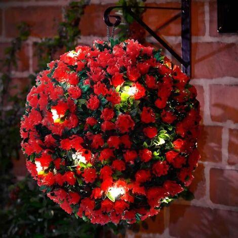 1X 28cm Solar Topiary Ball RED