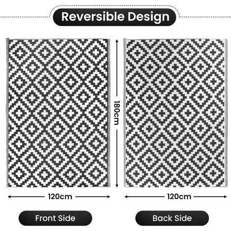 Outdoor Rug 180cm x 120cm - Black