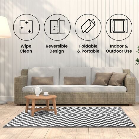 Outdoor Rug 180cm x 120cm - Black