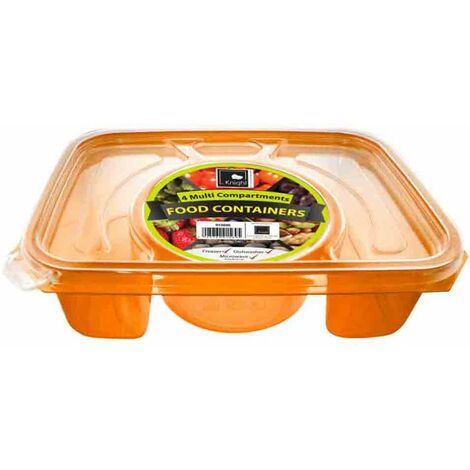 4 Compartment Rectangle Food server Lunch box Food Container Orange