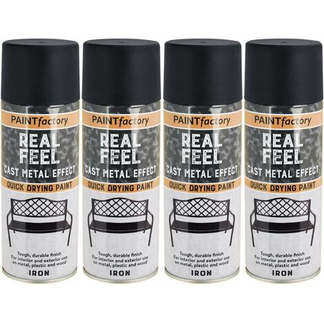 4x 400ml Real Feel Textured Quick Drying Paint Cast Metal Spray Aerosol ...