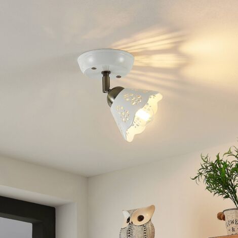 Lindby Foco 'Efgenia' en Blanco de Cerámica