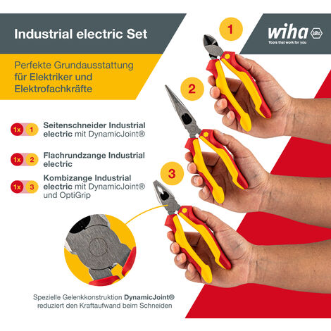 Wiha Zangen Set für Elektriker (38637) 3-tlg. I Universal Kombizange ...
