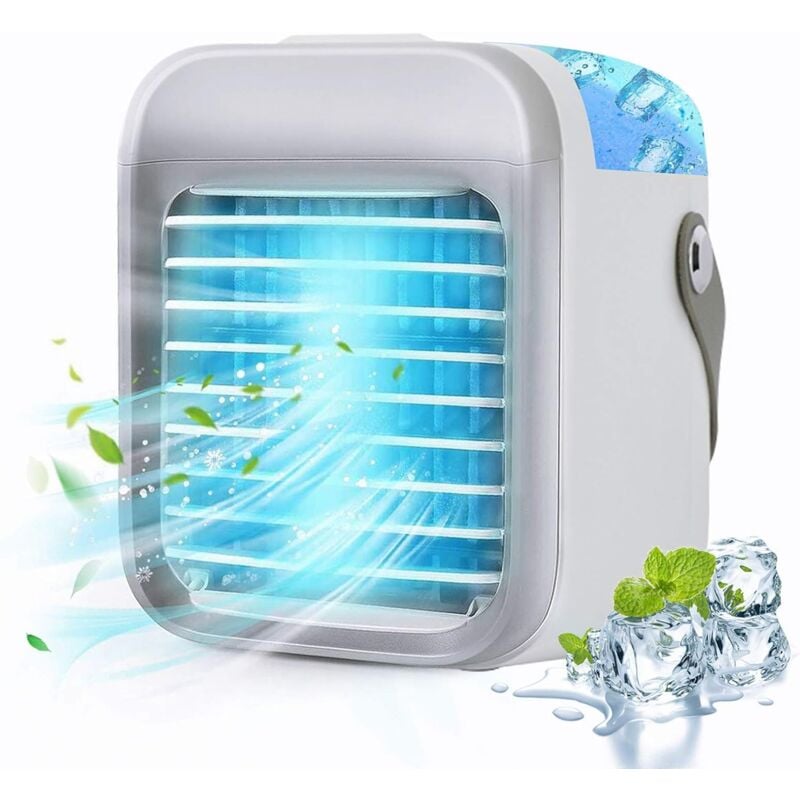 Portable Air Conditioner 5 in 1 Mini Portable Air Cooler Humidifier Air Purifier Night Light Aroma Vaporizer for Home Office Outdoor Gray