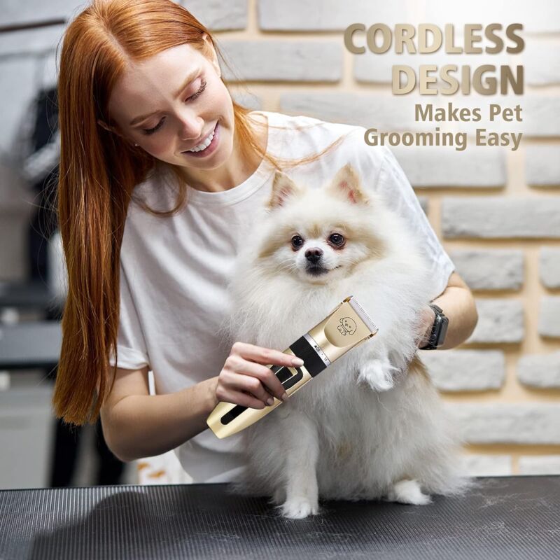 Professional Dog Clipper Pet Hair Trimmer Quiet USB Rechargeable Hair Clipper for Large Long Short Curly Dogs and Cats