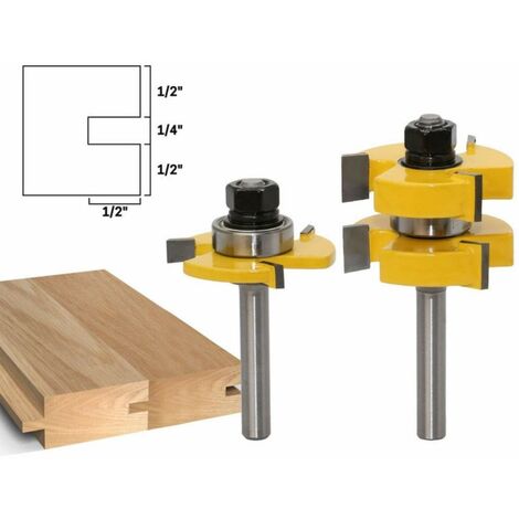 Tongue & Groove Cutter Set 8mm Shank 1-1/4 Inch Blade Length T Shape ...