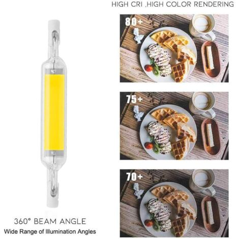 2 Pack 10W 78mm R7S LED Light Bulbs Dimmable Cool White 6000-6500K 100W ...