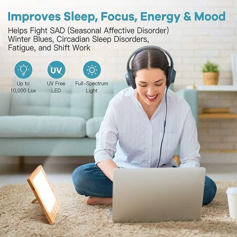 Light Therapy Lamp, 10000 Lux LED Sad Lantern, Seasonal Affective ...