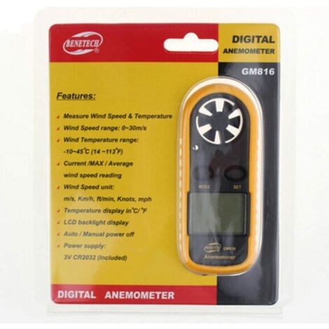 Digital Anemometer Anemometer with Backlit LCD Display, Measures Air ...