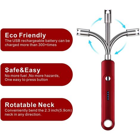 Electric Arc Lighter Long Rechargeable Flameless Windproof Plasma USB ...