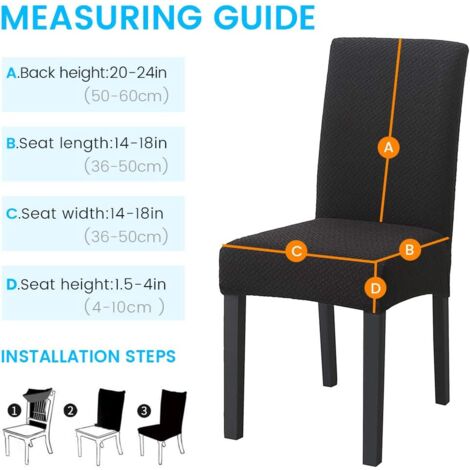 Stretch Jacquard Knit Dining Chair Cover Set of 6 Removable Decorative ...